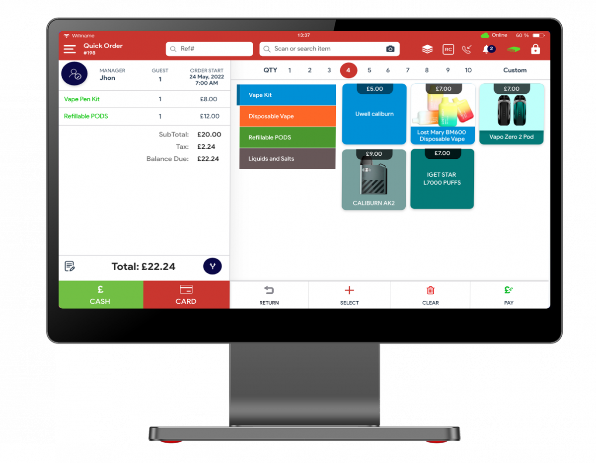 Vape Shop POS | Quantic POS UK